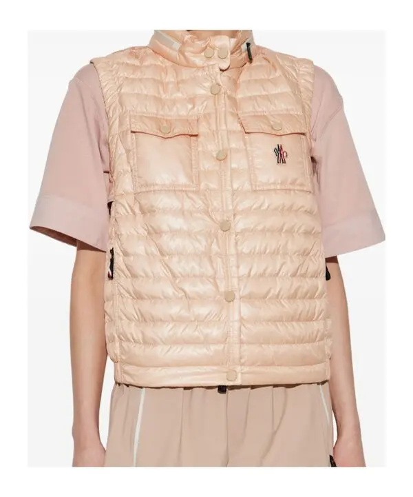 Moncler Logo Patch Padded Gilet - Pink