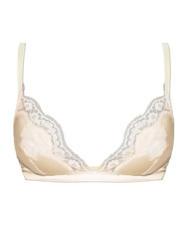 Dolce & Gabbana Lace-appliqué Silk-blend Triangle Bra - White