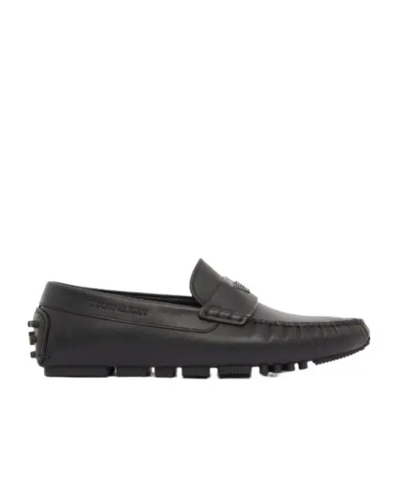 Emporio Armani Logo Plaque Slip-on Loafers - Black