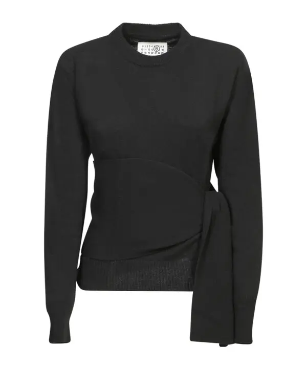 MAISON MARGIELA Wrap-around Crewneck Jumper - Black