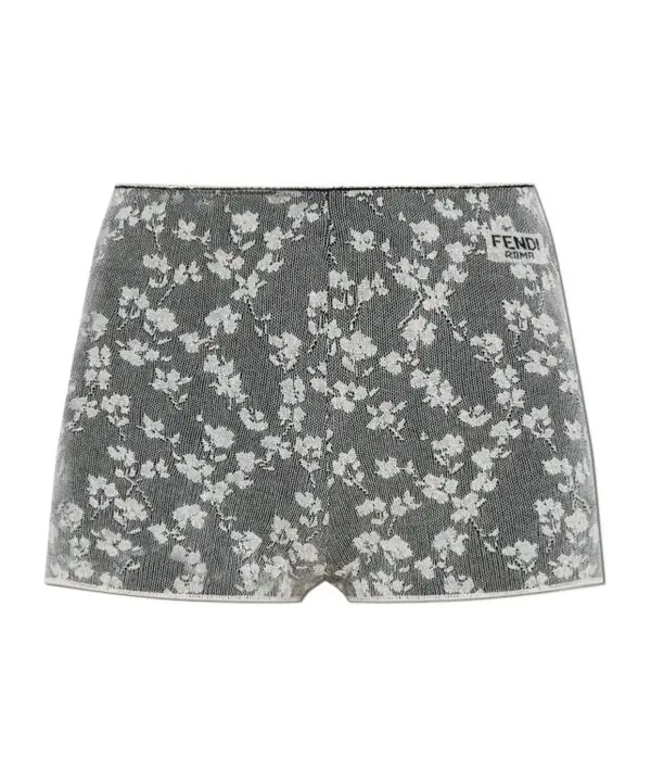 Fendi Lace Shorts With Allover Floral Pattern - Grey