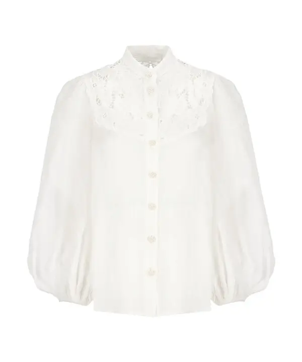 Zimmermann Floral Embroidered Ramie Shirt
