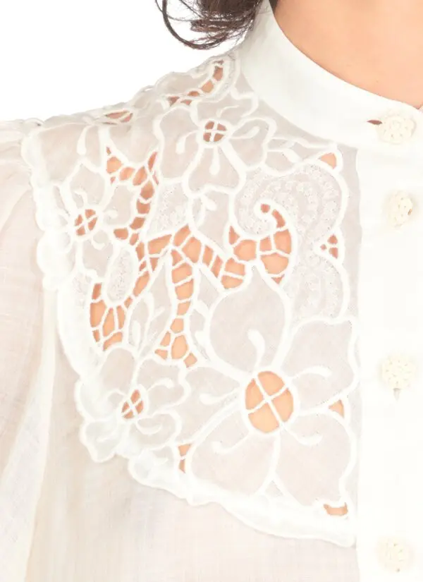 Zimmermann Floral Embroidered Ramie Shirt