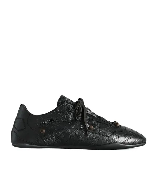 Balenciaga City Lace-up Sneakers In Sheepskin - Black
