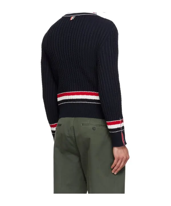 Thom Browne Rwb Intarsia-knit V-neck Jumper