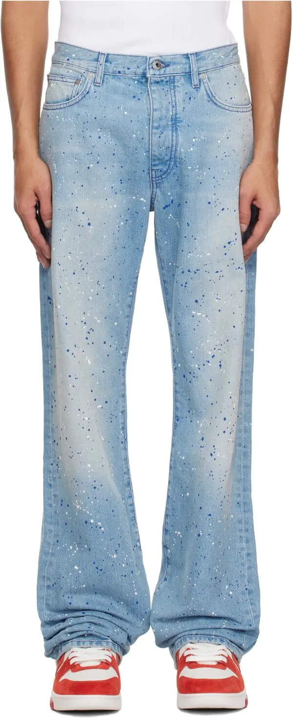 Off-White Paint Relaxed Jeans - Blue