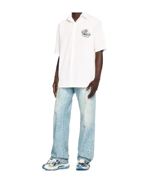 Off-White Paint Relaxed Jeans - Blue