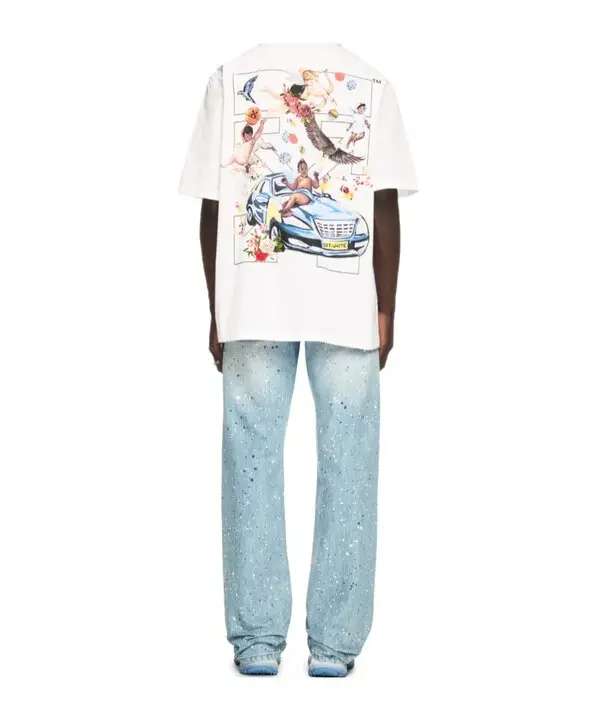 Off-White Paint Relaxed Jeans - Blue