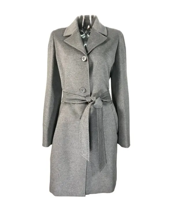 Max Mara Long-sleeved Belted Coat - Gray
