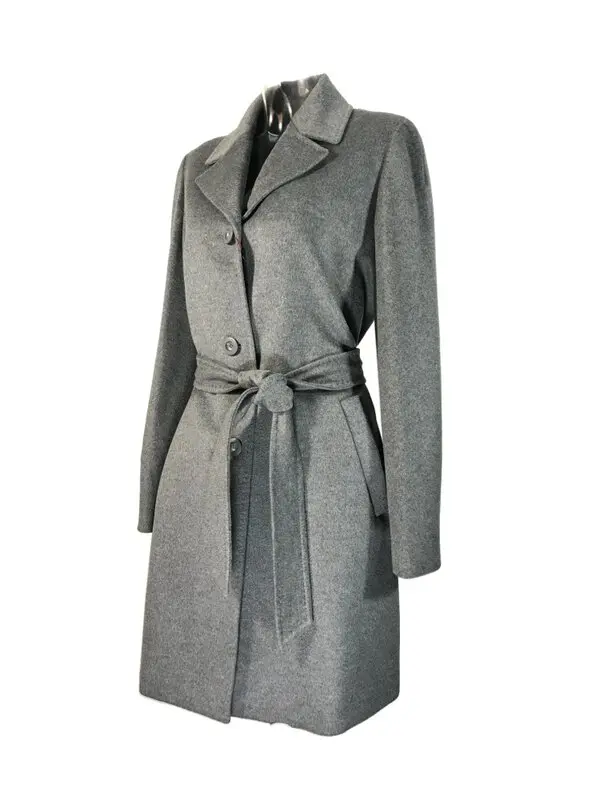Max Mara Long-sleeved Belted Coat - Gray