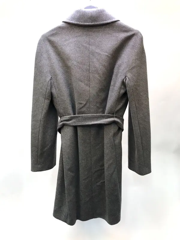 Max Mara Long-sleeved Belted Coat - Gray