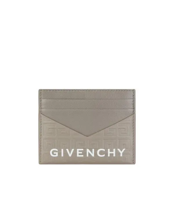Givenchy G Cut Card Holder In 4g Leather - Gray
