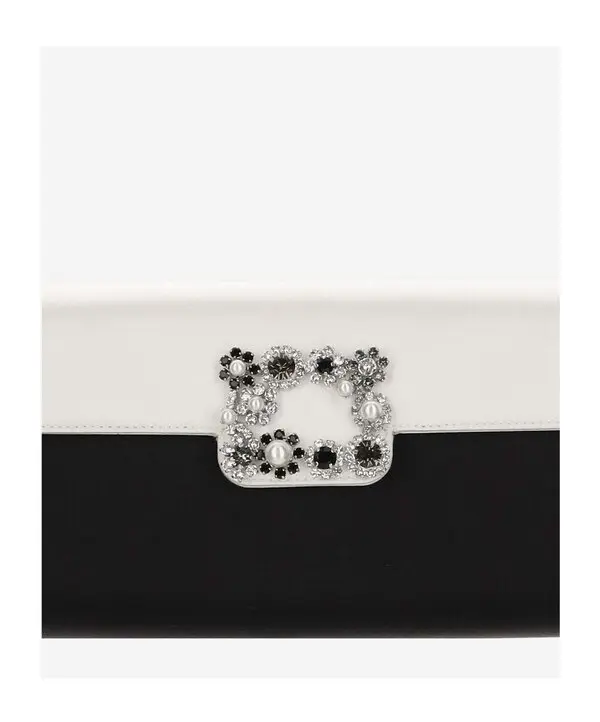 ROGER VIVIER Flower Strass Envelope Clutch Bag - Black