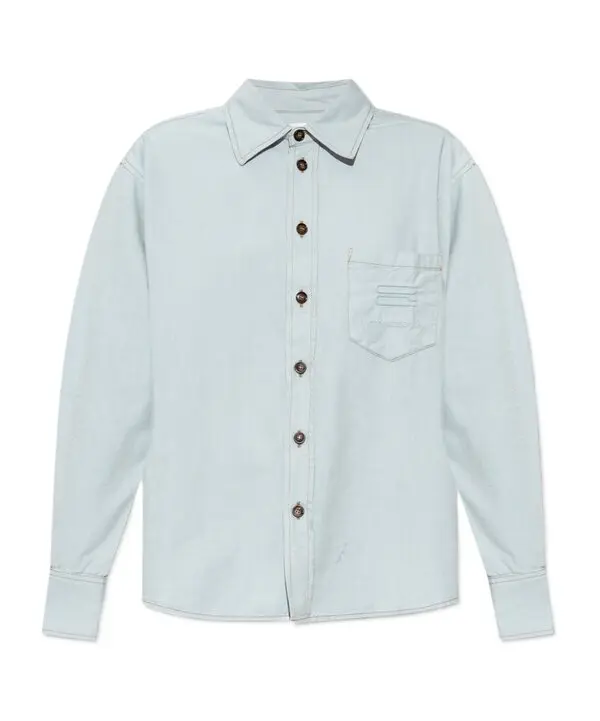 Victoria Beckham Logo-embossed Shirt - Light Blue