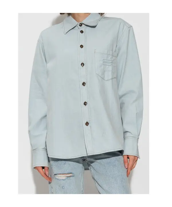 Victoria Beckham Logo-embossed Shirt - Light Blue