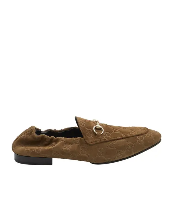 Gucci Gg Logo Horsebit Loafers - Brown