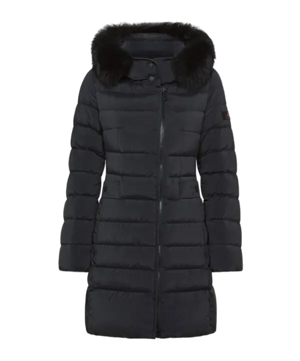 Peuterey Long Down Jacket With Hood And Fur Trim