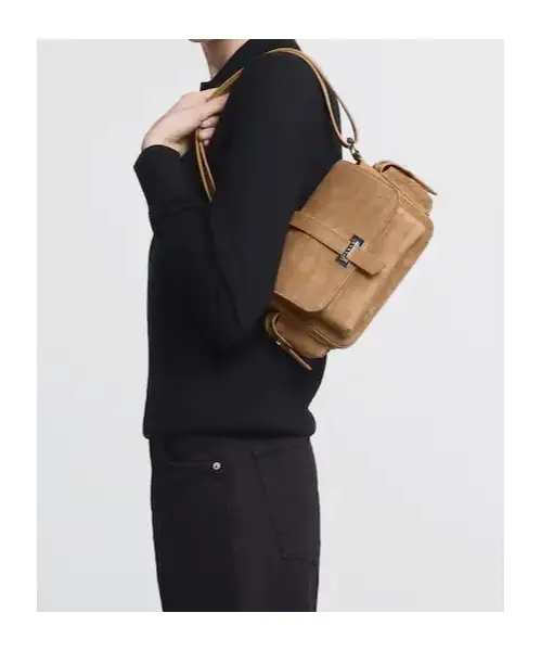 Hogan Croc Effect Leather Cross Body Bag - Beige
