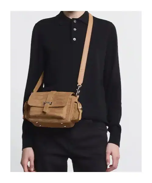 Hogan Croc Effect Leather Cross Body Bag - Beige