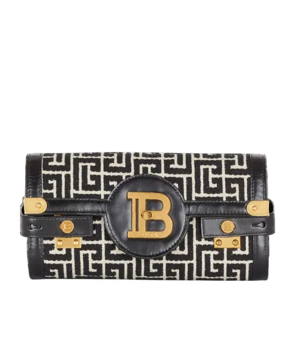 Balmain B-buzz 23 Jacquard Clutch Bag - Black