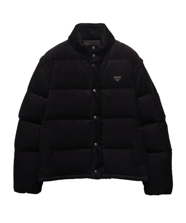 Prada Triangle-logo Button-up Down Jacket - Black