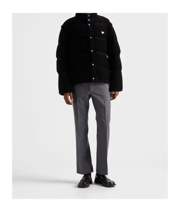 Prada Triangle-logo Button-up Down Jacket - Black