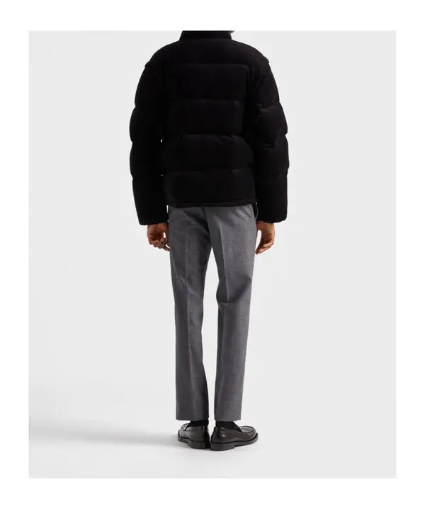 Prada Triangle-logo Button-up Down Jacket - Black