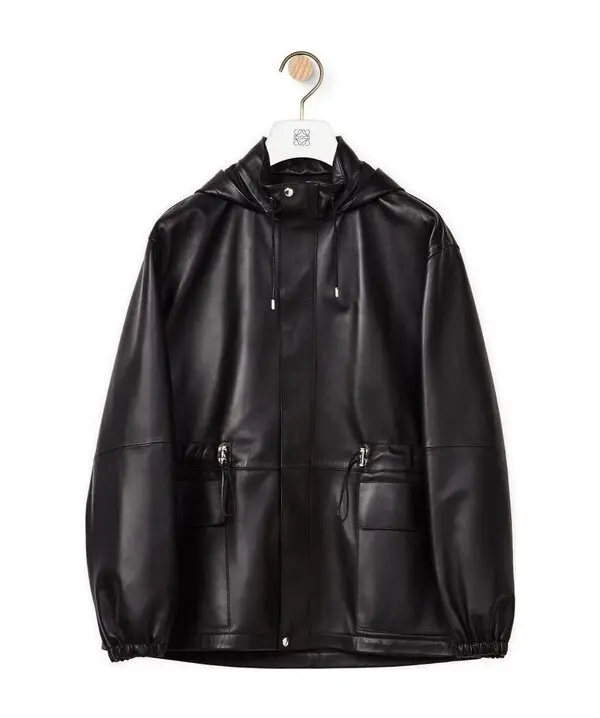 Loewe Hooded Nappa Leather Jacket - Black