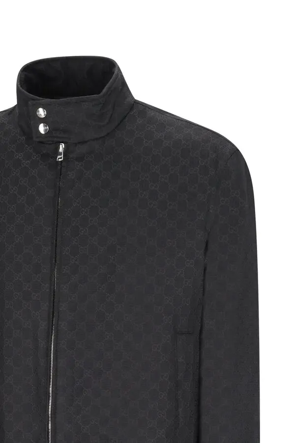Gucci Monogrammed Zip-up Jacket - Black