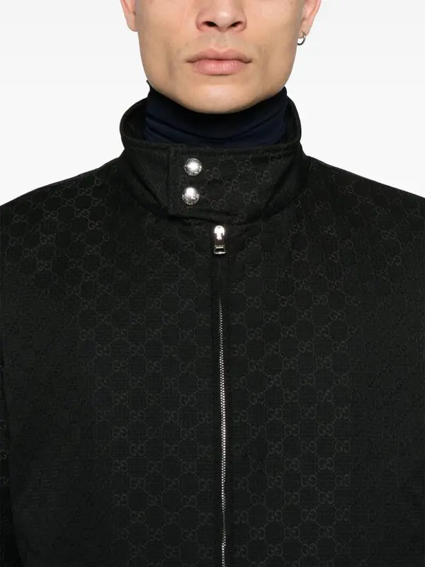 Gucci Monogrammed Zip-up Jacket - Black