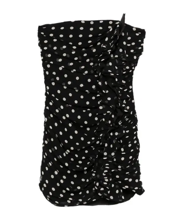 Nina Ricci Ruched Polka-dot Strapless Mini Dress - Black