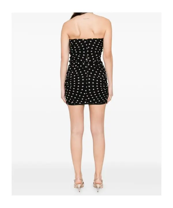 Nina Ricci Ruched Polka-dot Strapless Mini Dress - Black