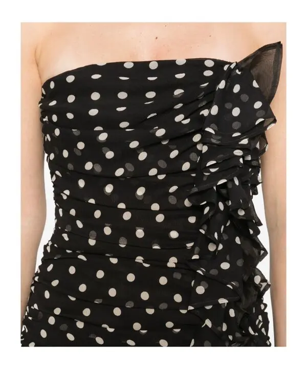 Nina Ricci Ruched Polka-dot Strapless Mini Dress - Black