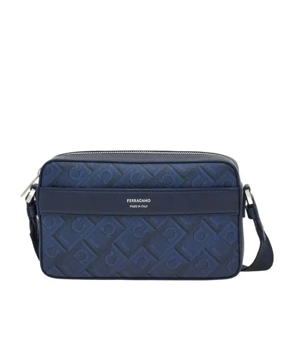 FERRAGAMO Monogram Crossbody Bag - Navy Blue