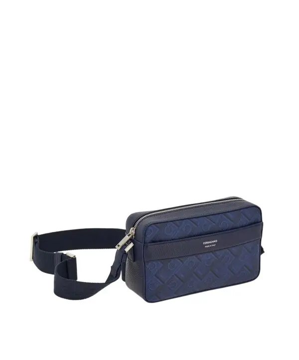 FERRAGAMO Monogram Crossbody Bag - Navy Blue