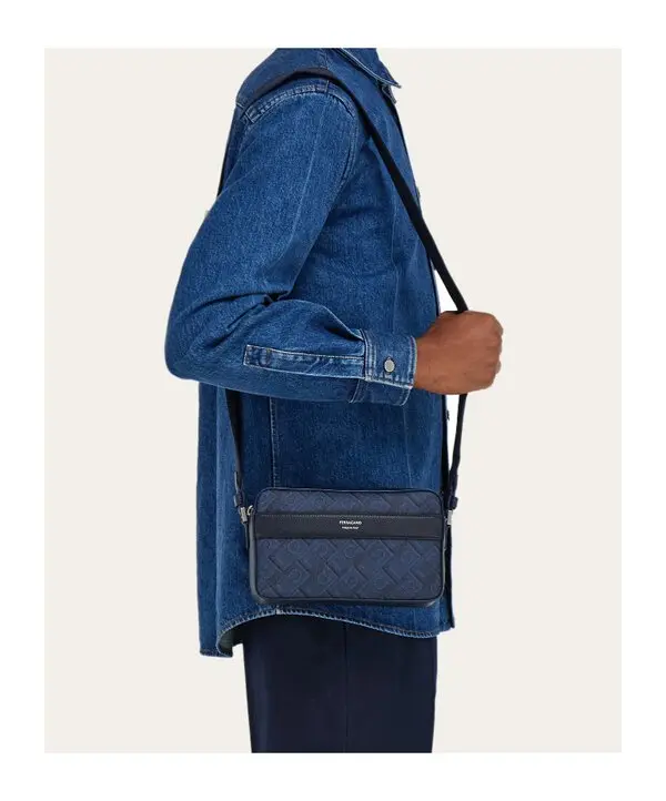 FERRAGAMO Monogram Crossbody Bag - Navy Blue
