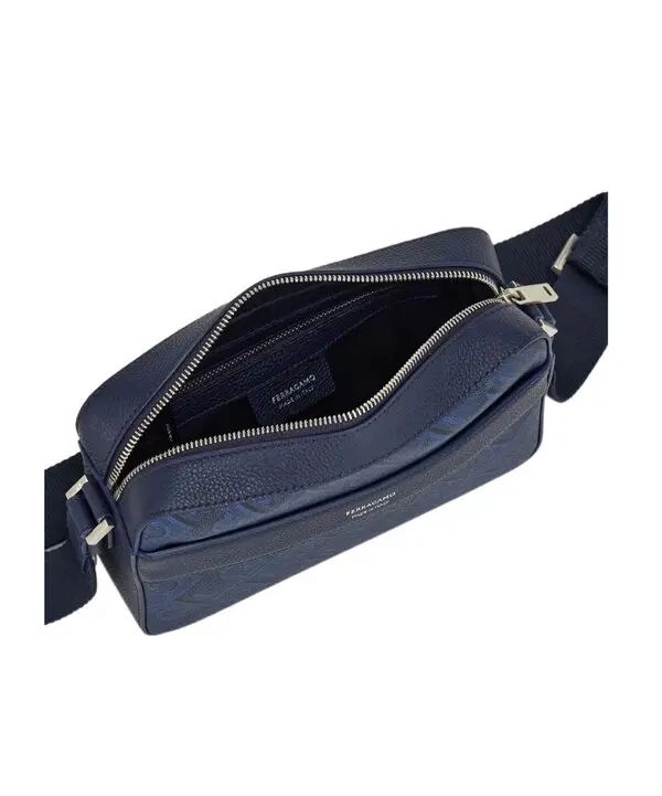 FERRAGAMO Monogram Crossbody Bag - Navy Blue