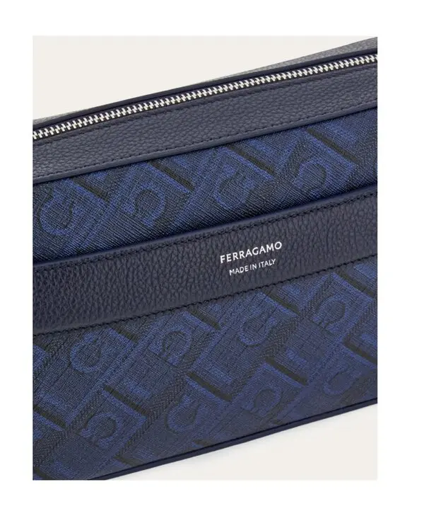FERRAGAMO Monogram Crossbody Bag - Navy Blue