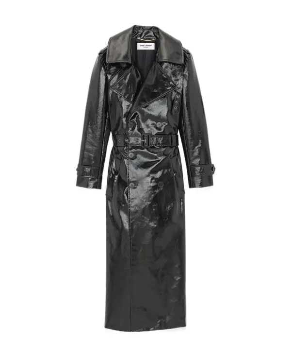 Saint Laurent Double-breasted Belted Trench Coat - Black