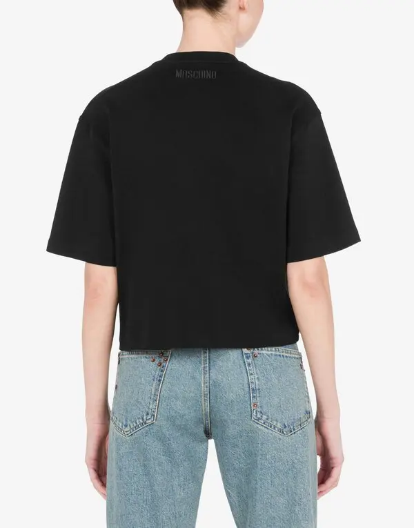 Moschino Cotton T-shirt With Pearl And Gold Thread Embellishment