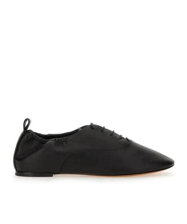 LANVIN Lace-up Leather Slippers - Black