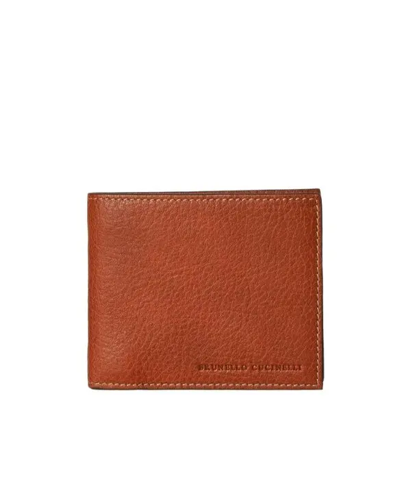 Brunello Cucinelli Logo Embossed Bi-fold Wallet - Brown