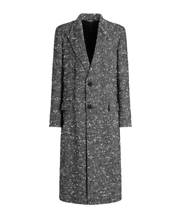 Dolce & Gabbana Single-breasted Herringbone Coat - Black