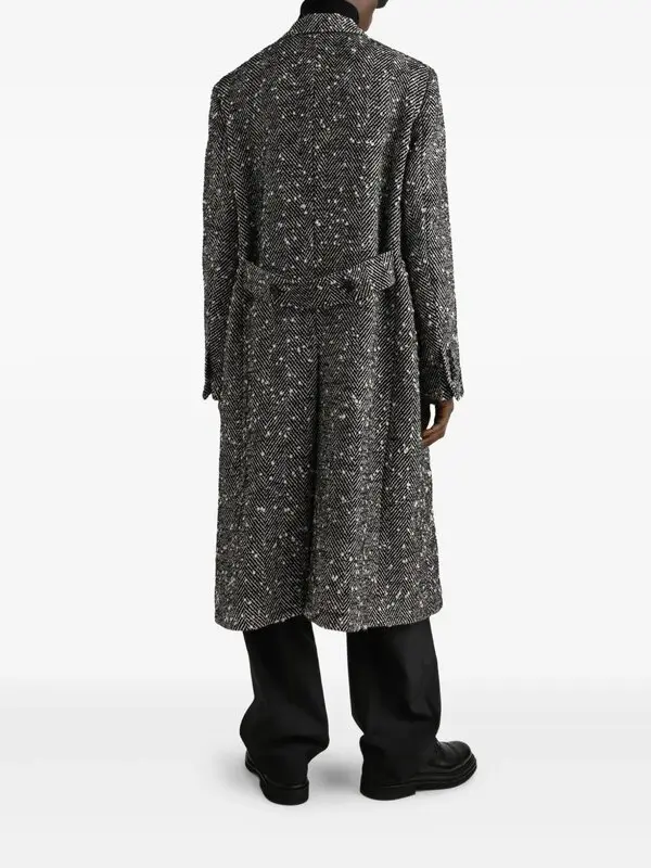 Dolce & Gabbana Single-breasted Herringbone Coat - Black