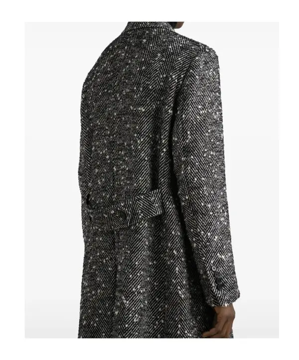 Dolce & Gabbana Single-breasted Herringbone Coat - Black