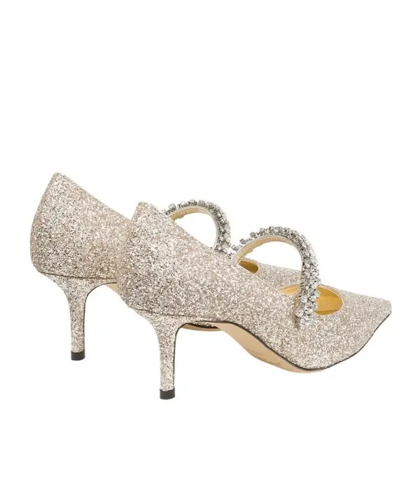 JIMMY CHOO Glitter Pumps With Crystal Strap