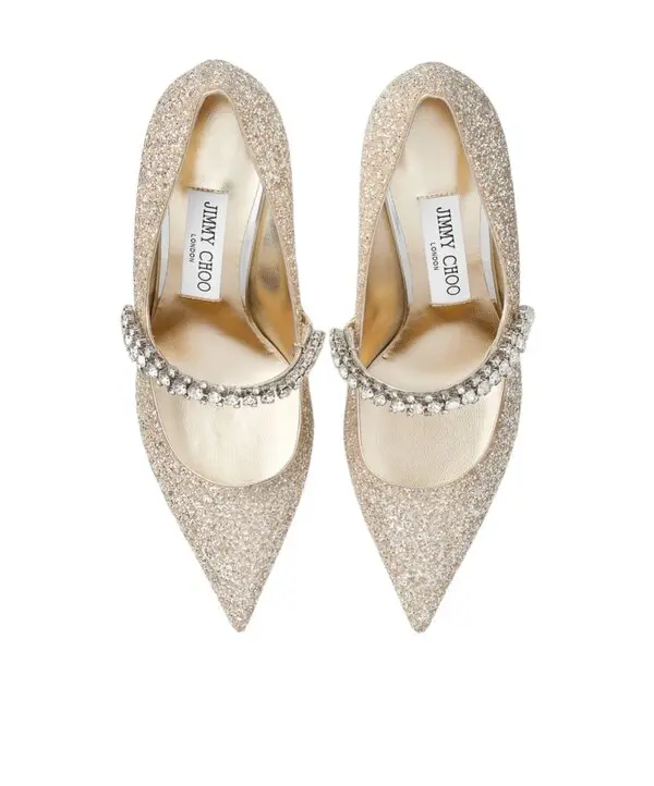 JIMMY CHOO Glitter Pumps With Crystal Strap