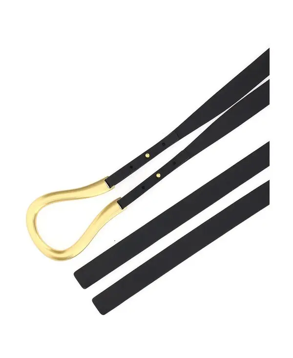 Bottega Veneta Double Strap Belt With Gold Tone Buckle
