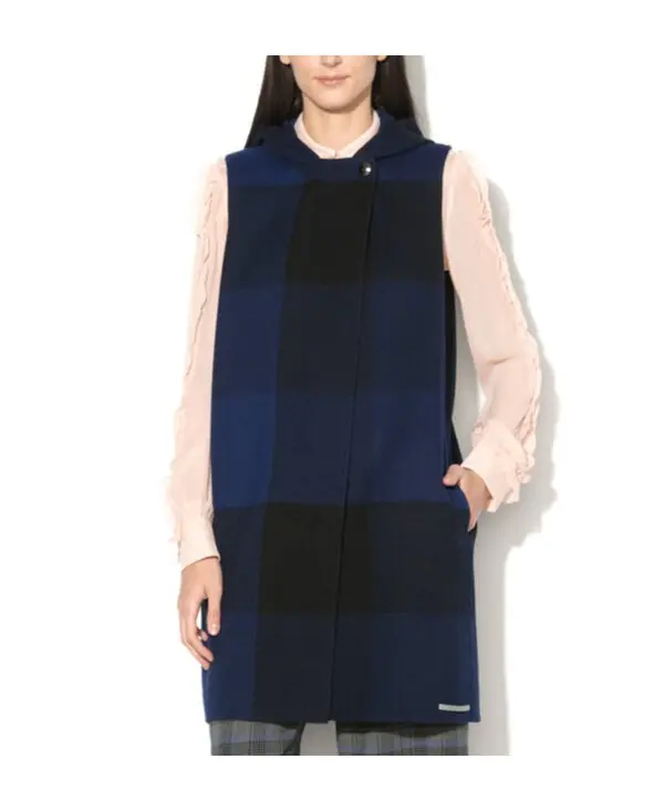 Sportmax Wool Checkered Hooded Vest