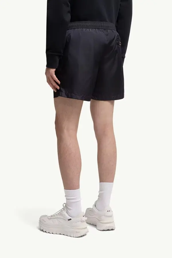 Moncler Drawstring Swim Shorts With Logo Patch - Navy Blue